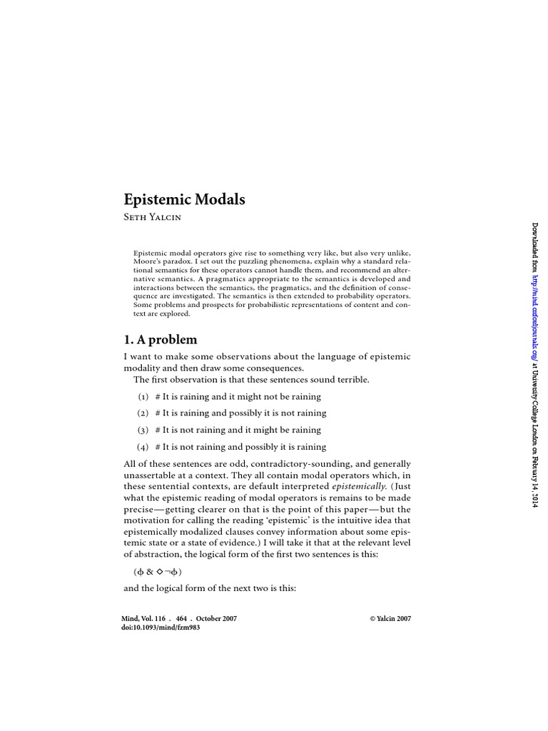 Epistemic Modals | PDF