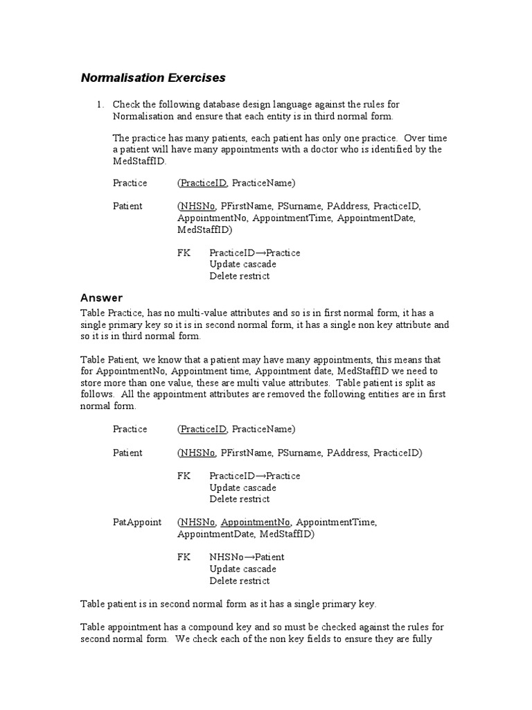 Normalisation Exercises Databases Areas Of Computer Science