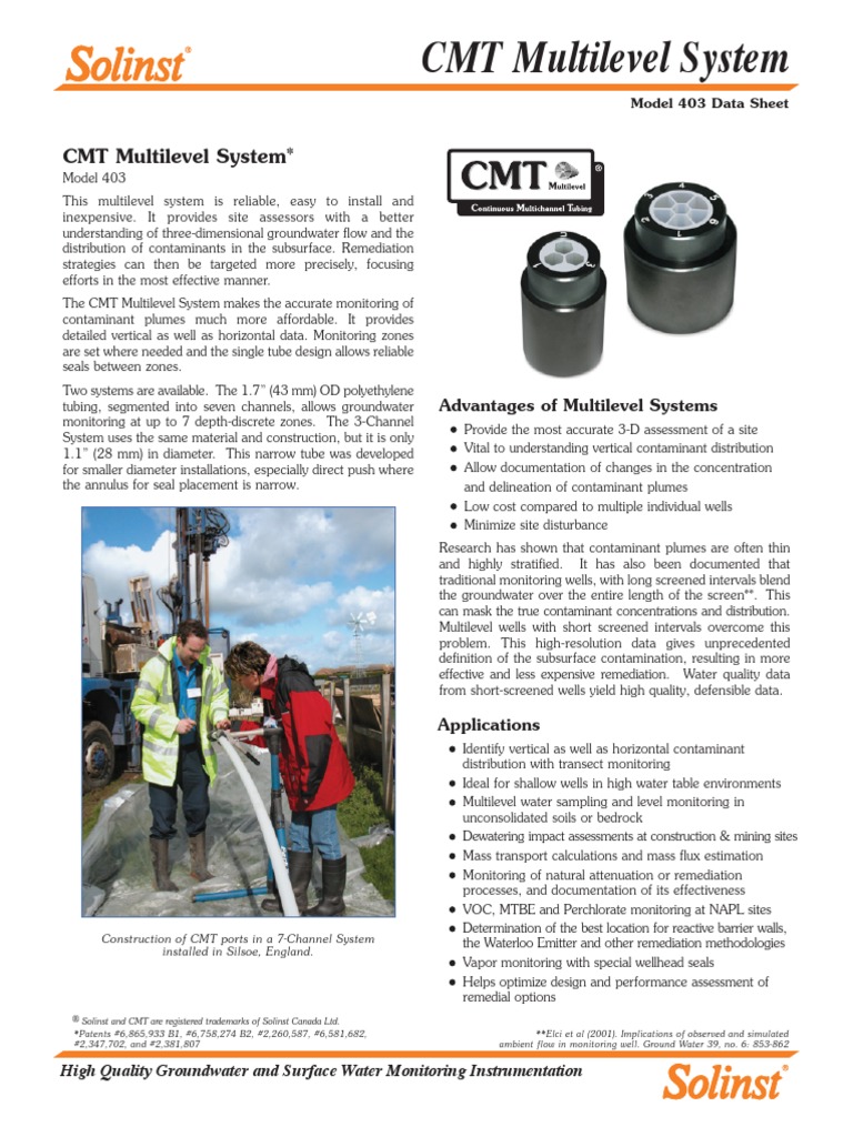 CMT Multilevel Groundwater Monitoring System | PDF | Environmental ...