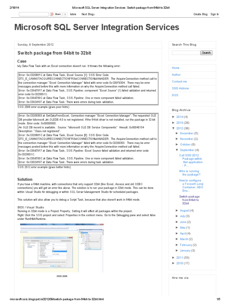 Microsoft SQL Server Integration Services - Switch Package From 64bit ...