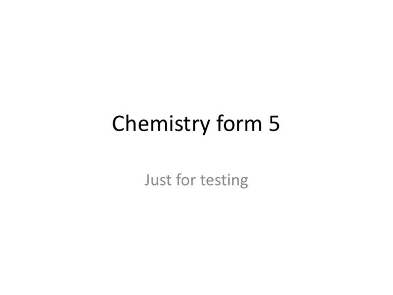 Chemistry Form 5 | PDF