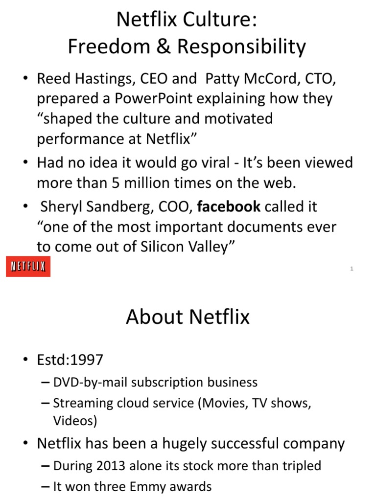 Netflix Culture: Freedom & Responsibility | PDF | Netflix | Strategic ...