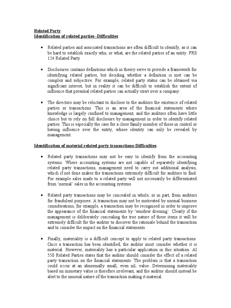 Identification of Related Parties | PDF | Audit | Business