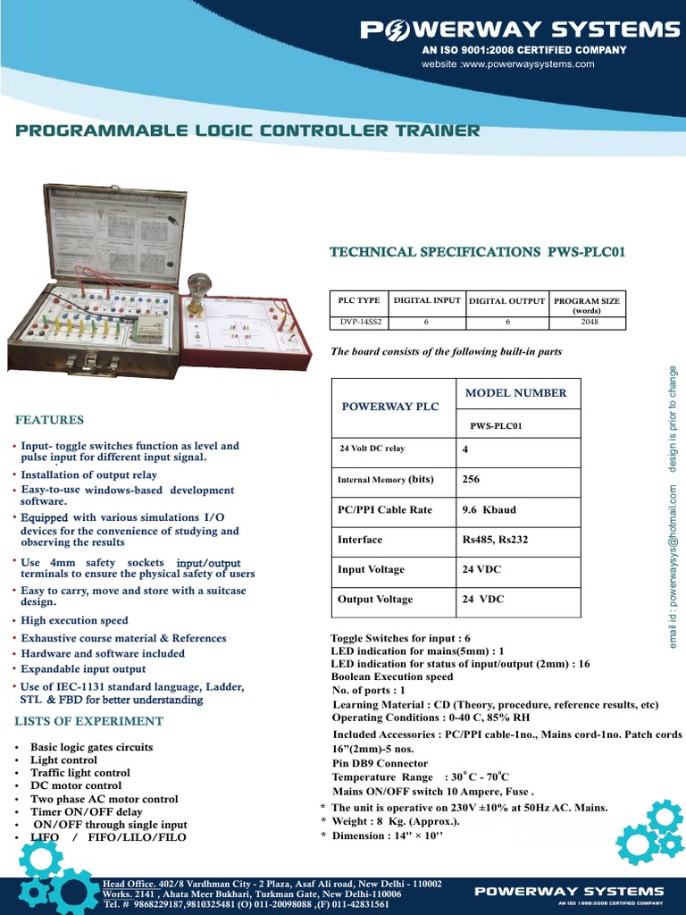 Programmable Logic Controller Trainer: Powerway Systems | PDF