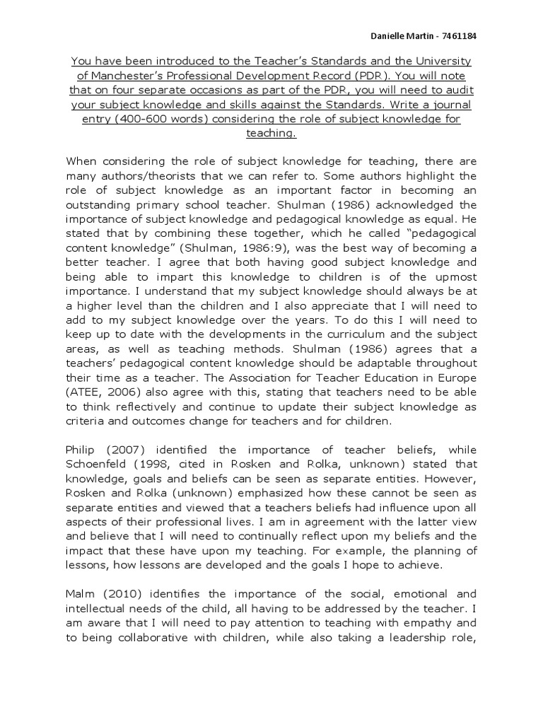 Journal Entry 1 | PDF | Teacher Education | Teachers
