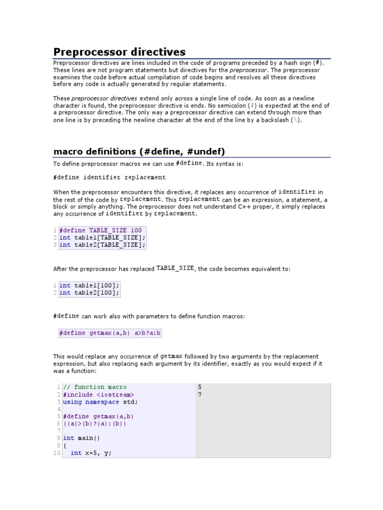 Preprocessor Directives: Macro Definitions (#Define, #Undef) | PDF | C (Programming Language) | C++