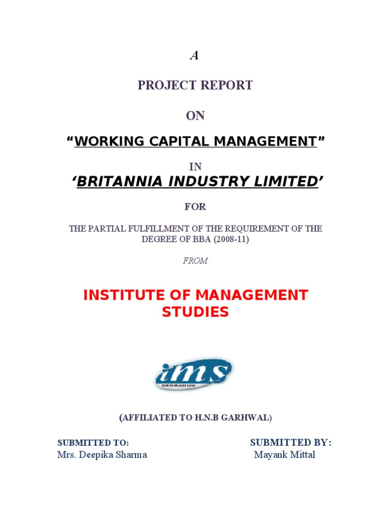 Working Capital Project Report 2 | PDF | Working Capital | Inventory