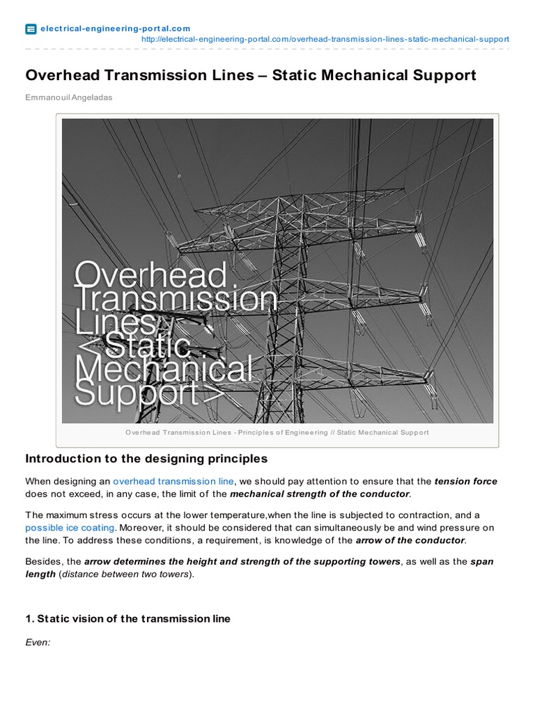 Overhead Transmission Lines Static Mechanical Support | PDF | Electric ...