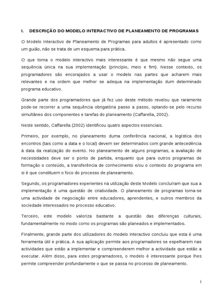 Modelo Interativo de Planeamento de Programas: Uma Ferramenta Flexível ...