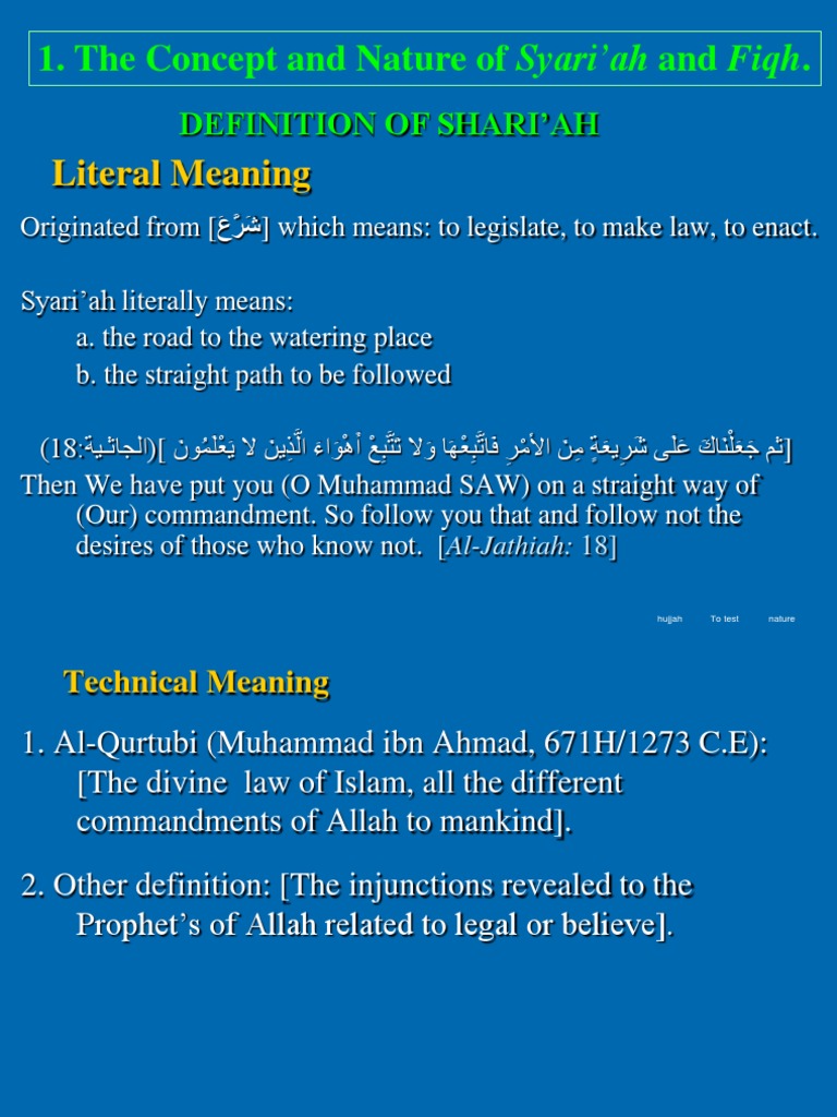 1. Def of Shariah & Fiqh(1) | Sharia | Religious Faiths