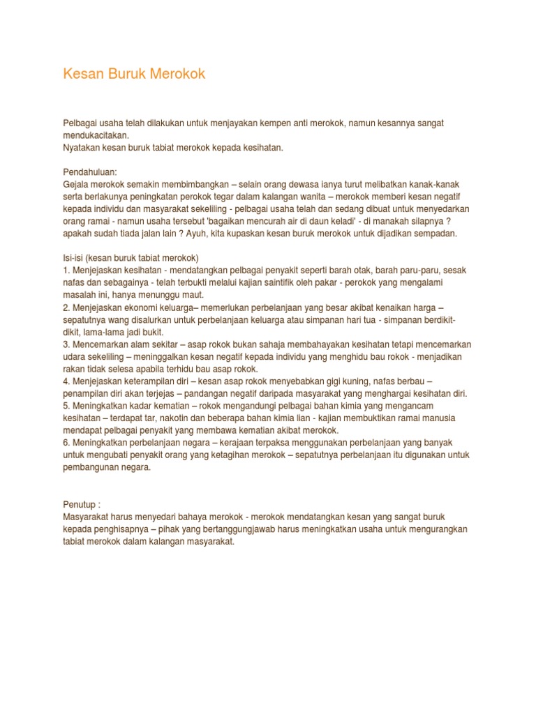 Kesan Buruk Merokok | PDF