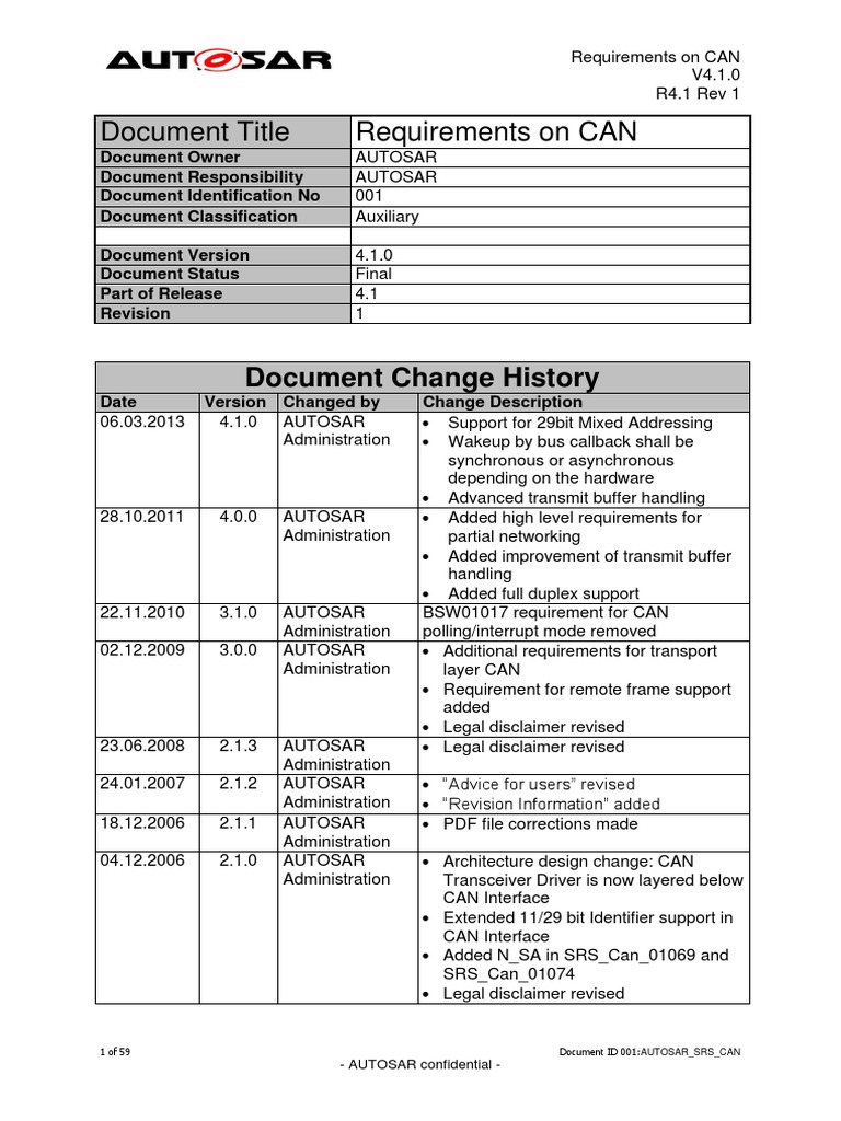Autosar Srs Can | PDF | Application Programming Interface | Device Driver