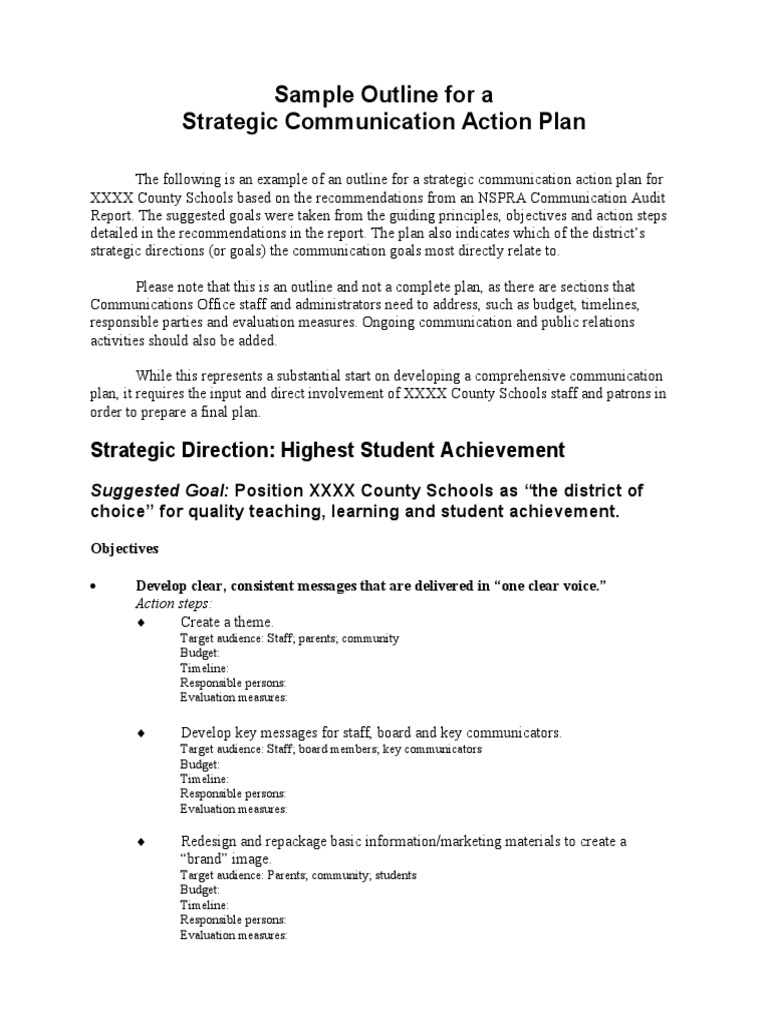 Sample Communication Plan | PDF | Strategic Communication | Target Audience