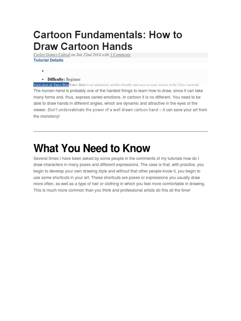 Cartoon Fundamentals | PDF | Hand | Shape