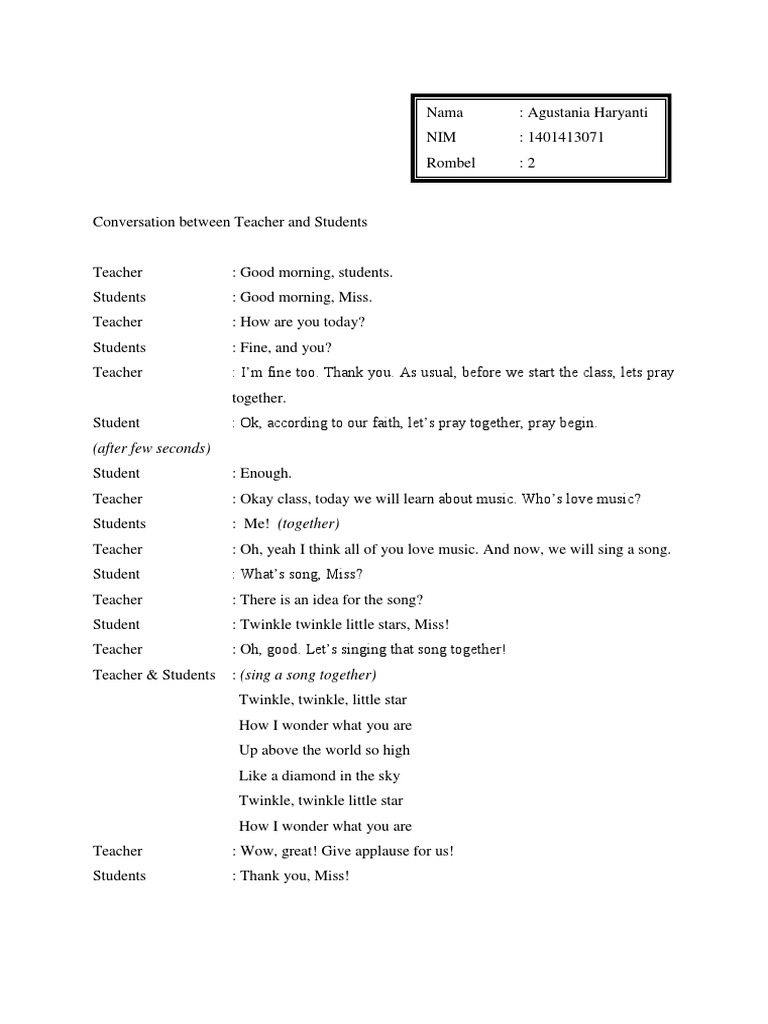 Teacher-Student Morning Dialogue | PDF