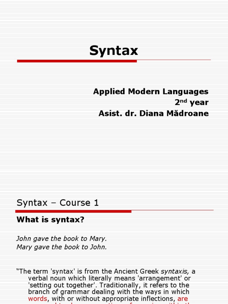 Syntax 2 | PDF | Syntax | Sentence (Linguistics)