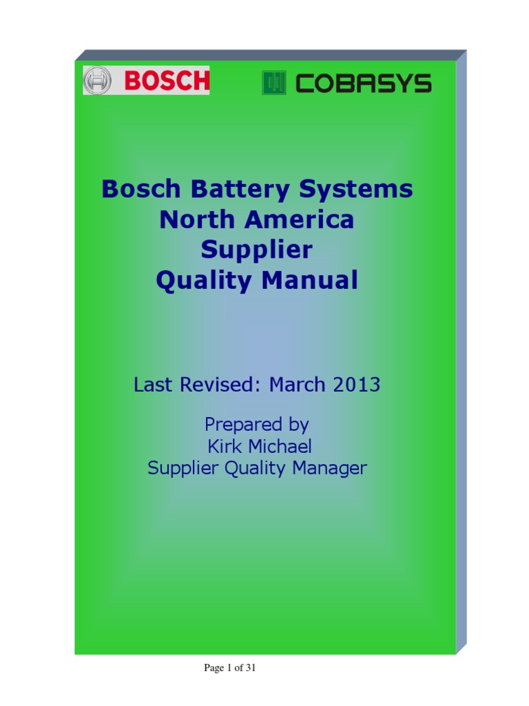 Bosch Supplier Quality Manual Overview | PDF | Calibration | Packaging ...