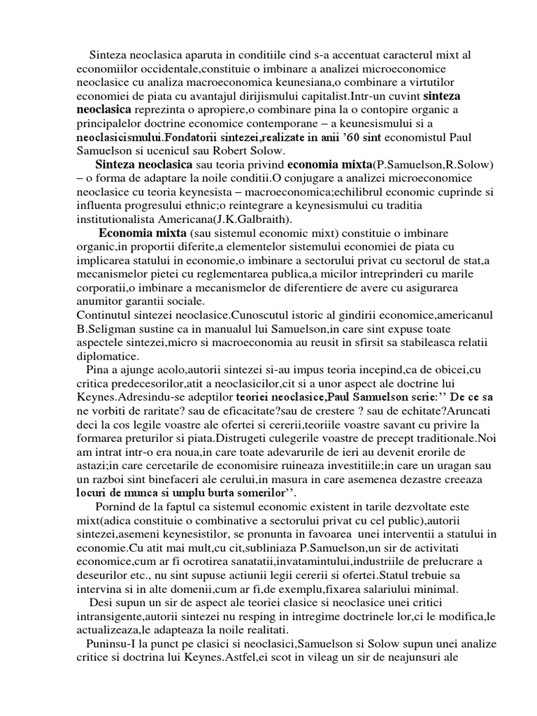 Sinteza Neoclasica | PDF