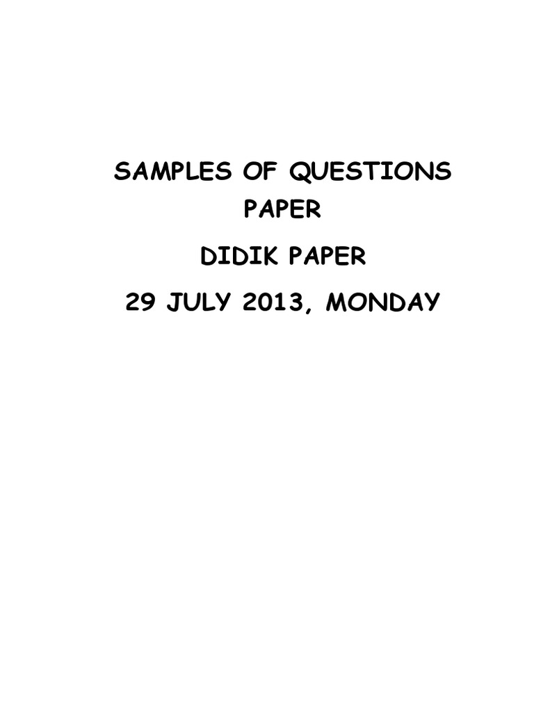 Samples of Questions Paper | PDF