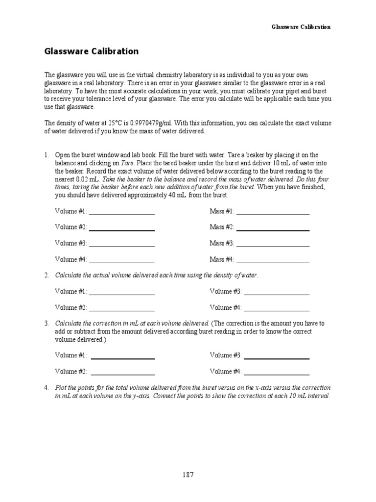 Glassware Calibration | Download Free PDF | Volume | Weighing Scale