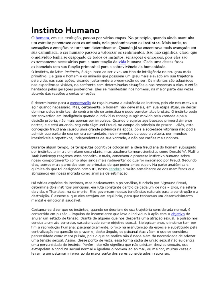 Instinto Humano | PDF | Humano | Instinto