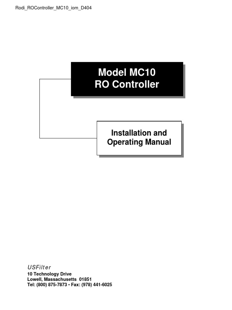 MC10 RO Controller User Manual | PDF | Switch | Power Supply