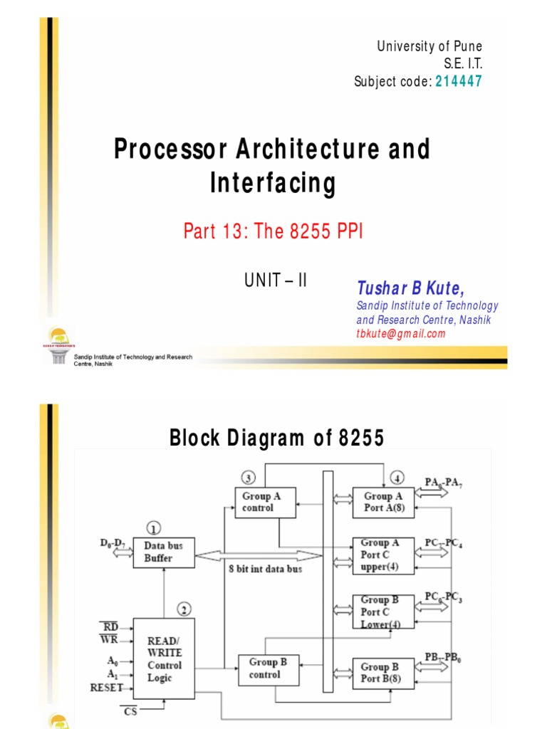 Processor Architecture and Interfacing: Part 13: The 8255 PPI | PDF ...