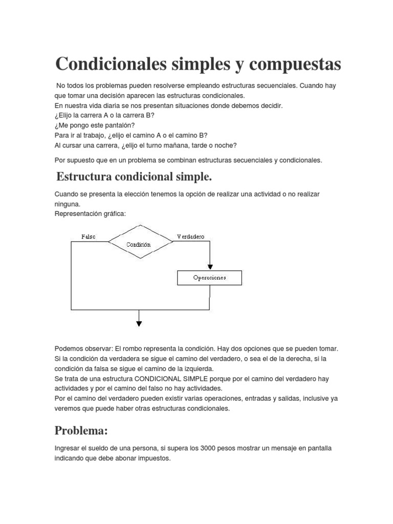 Condicionales Simples y Compuestos en Programación | PDF | Informática ...