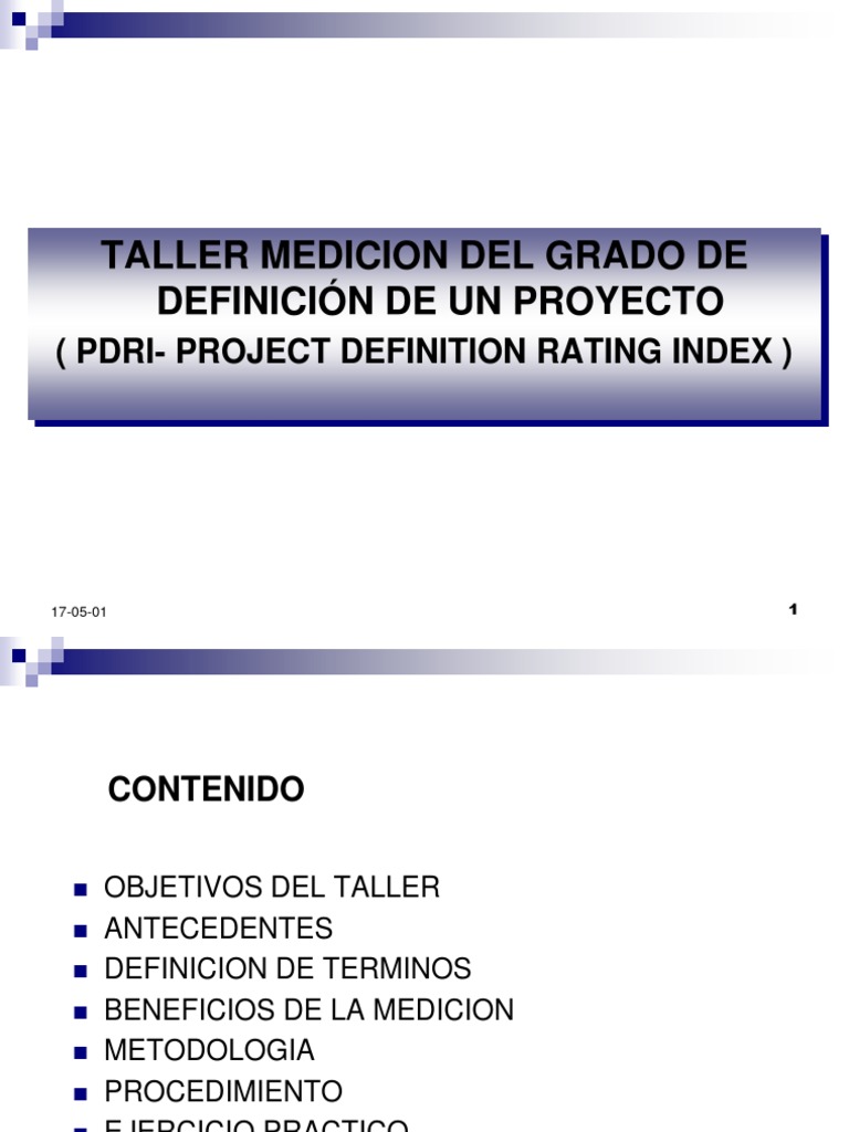 Presentación Taller (PDRI Project Definition Rating Index) | PDF ...
