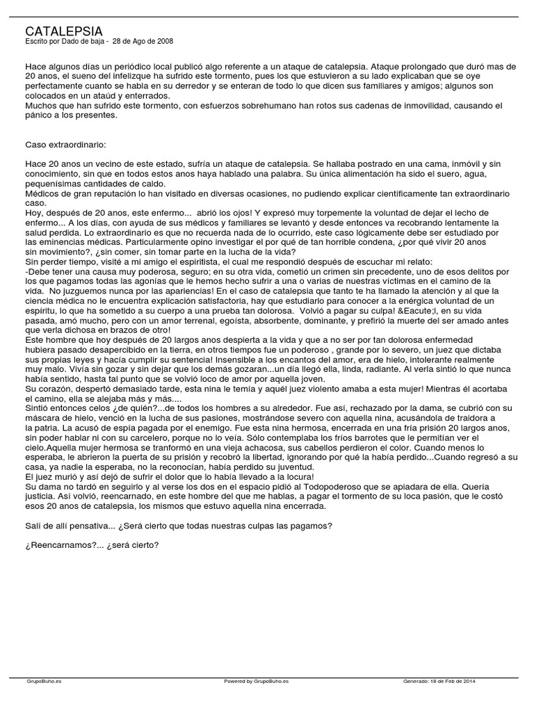 Catalepsia PDF | PDF | Amor