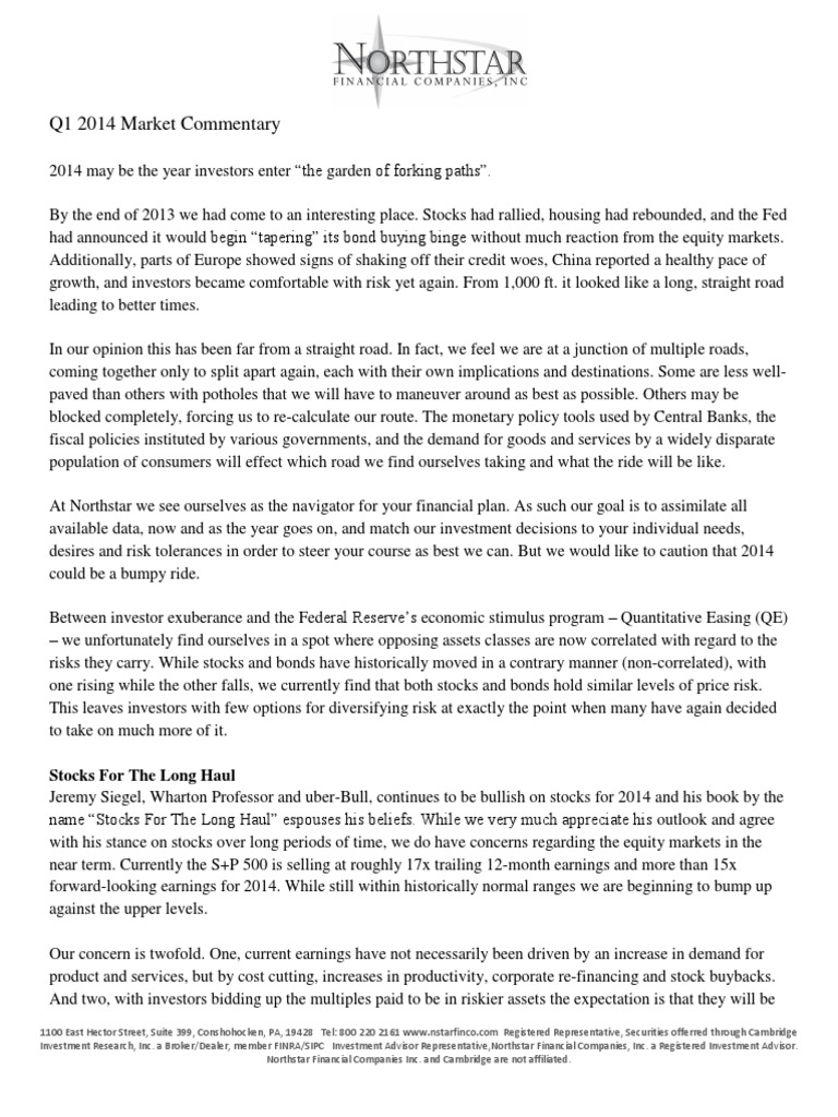 Market Commentary Q1 2014 | PDF | Bonds (Finance) | High Yield Debt