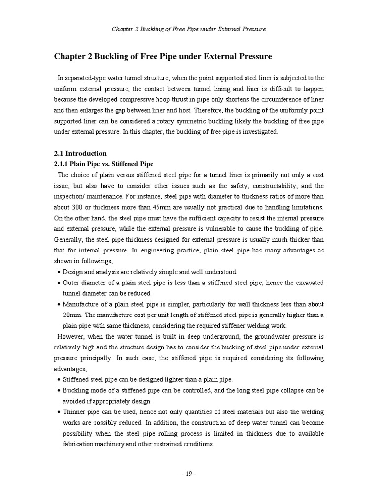Buckling Free Pipe External Pressure | PDF | Buckling | Deformation ...