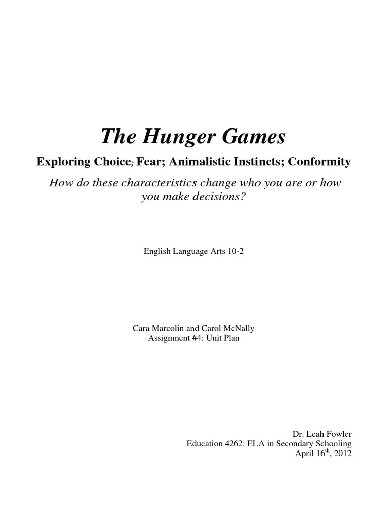 Unit Sample The Hunger Games | PDF | Educational Assessment ...