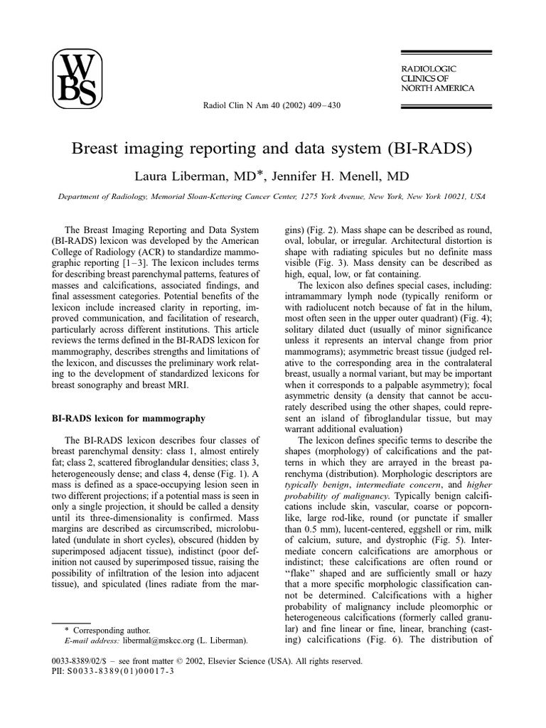 Birads PDF | PDF | Mammography | Breast Cancer