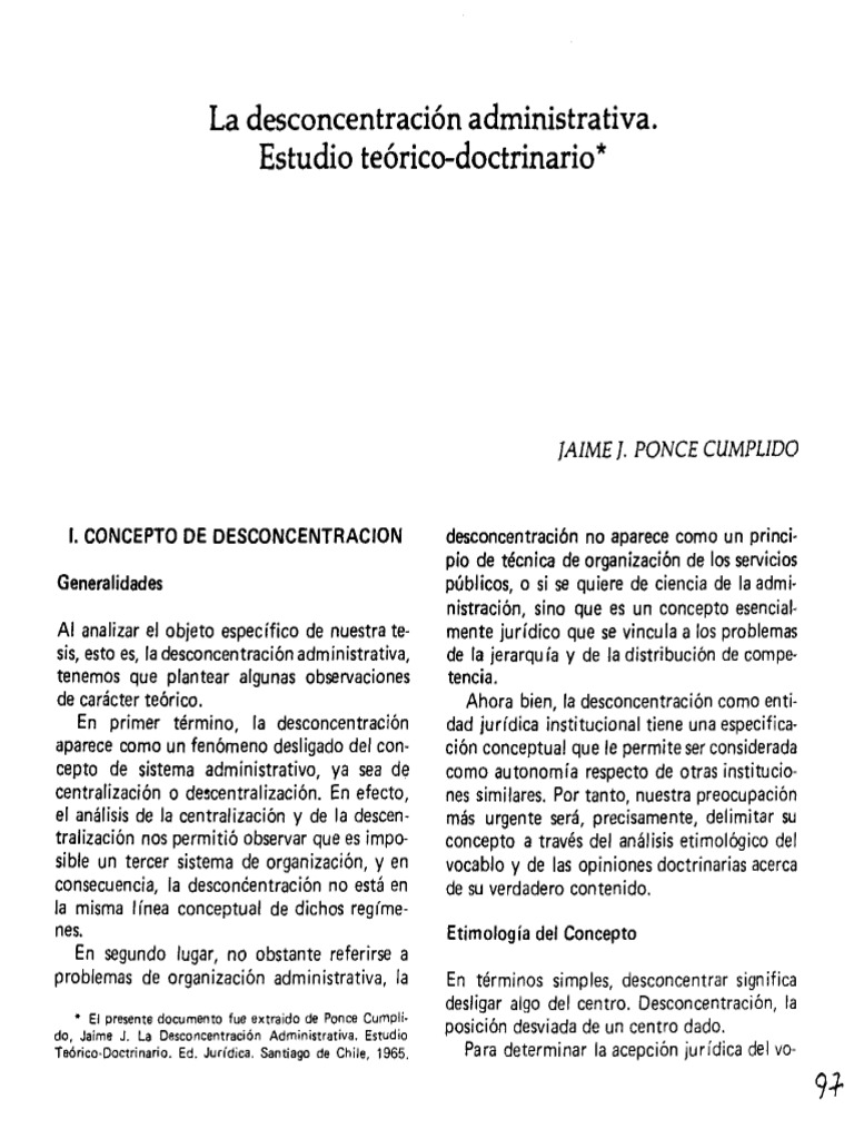 La Desconcentracion Administrativa Estudio Teorico Doctrinario | PDF