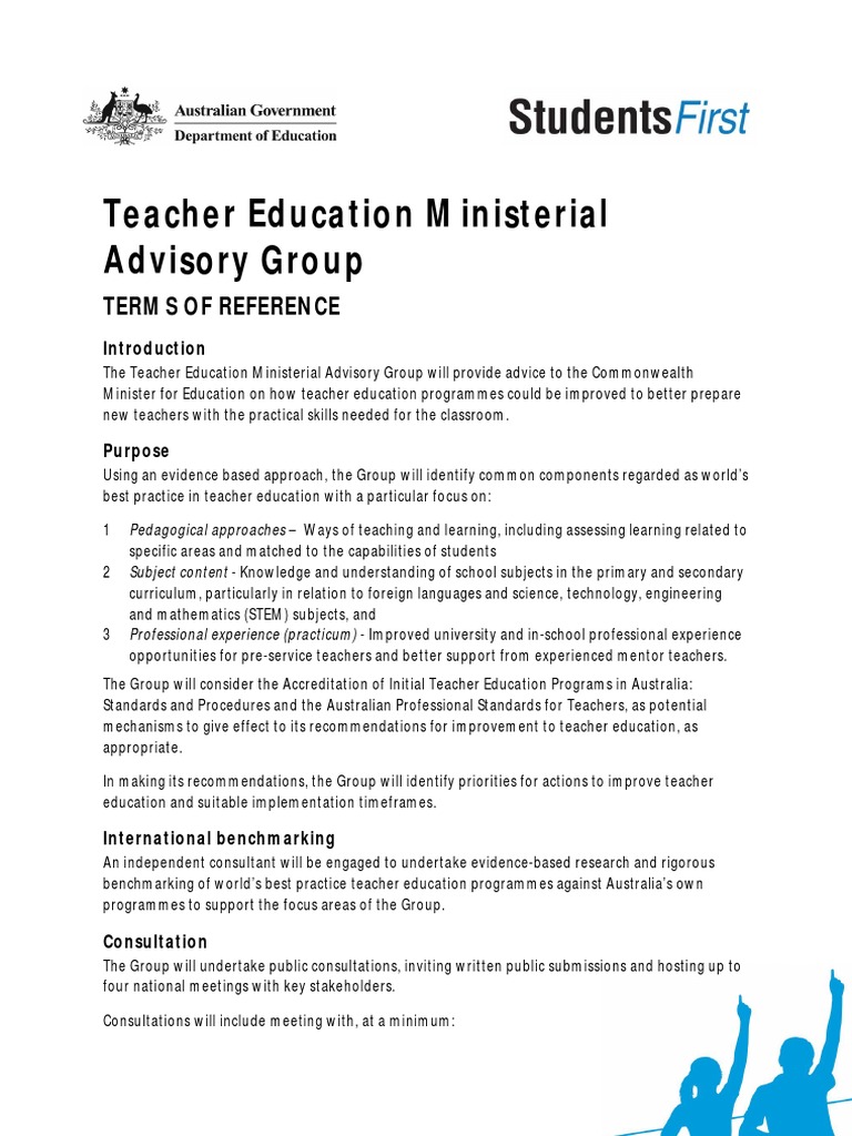 Terms of Reference TEMAG | PDF | Teacher Education | Stem Fields