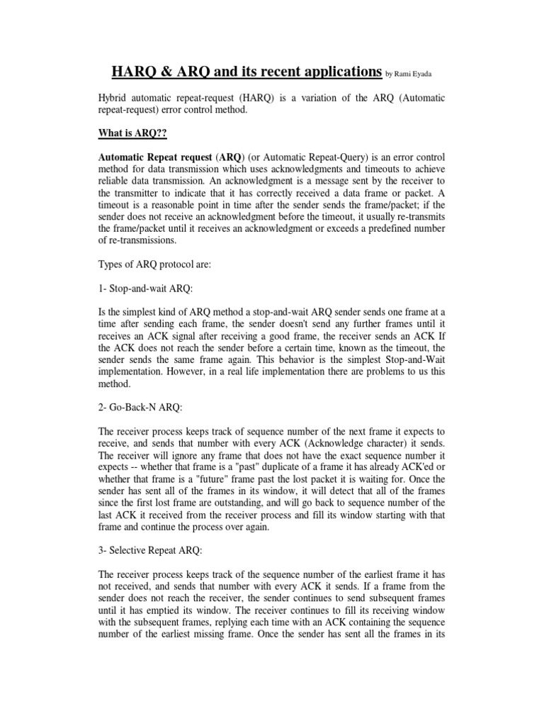 Harq Arq | PDF | Error Detection And Correction | Internet Protocols