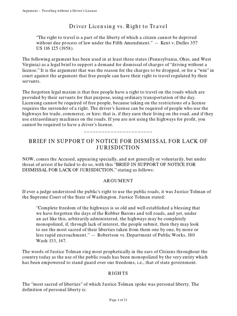 Argument - Driving Without A License | PDF | United States Constitution ...
