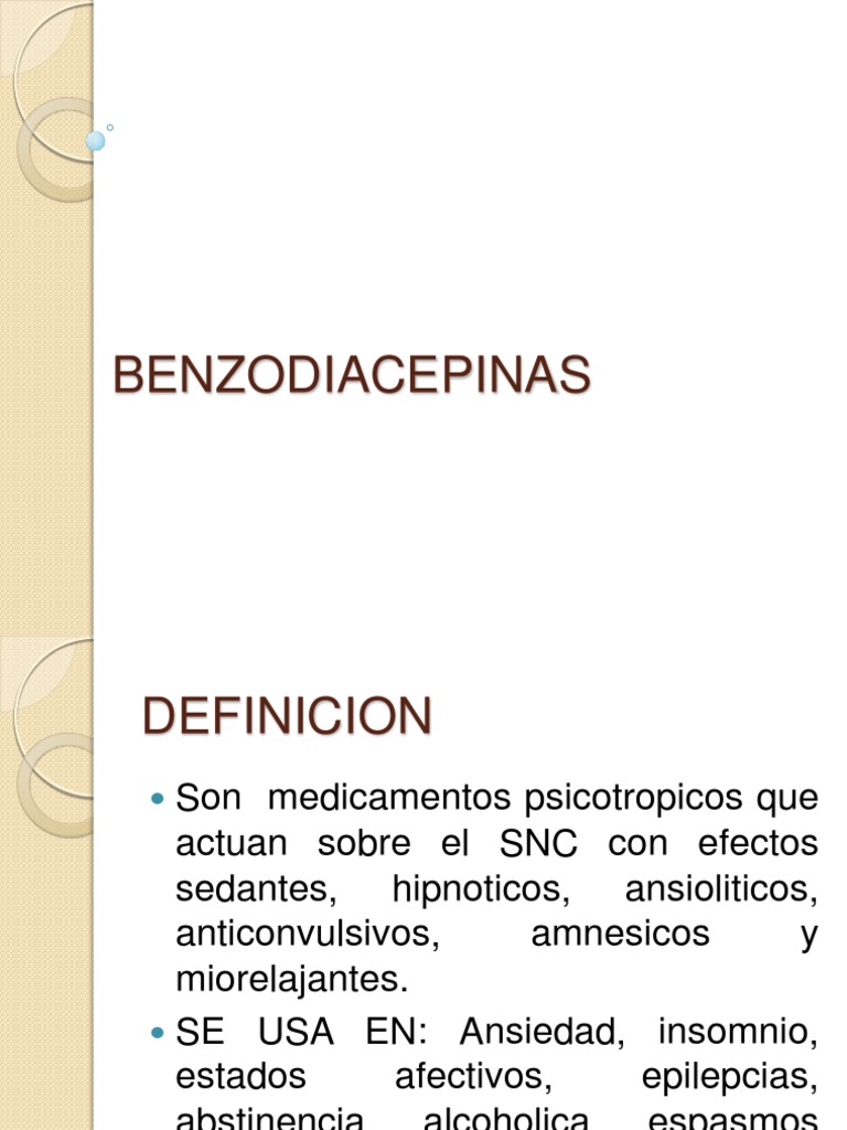 Efectos y usos de las benzodiacepinas | PDF | Benzodiazepinas | Drogas ...