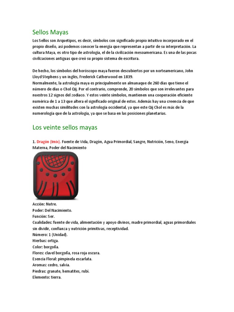 Sellos Mayas Los 20 Glifos Pdf Civilización Maya Chakra