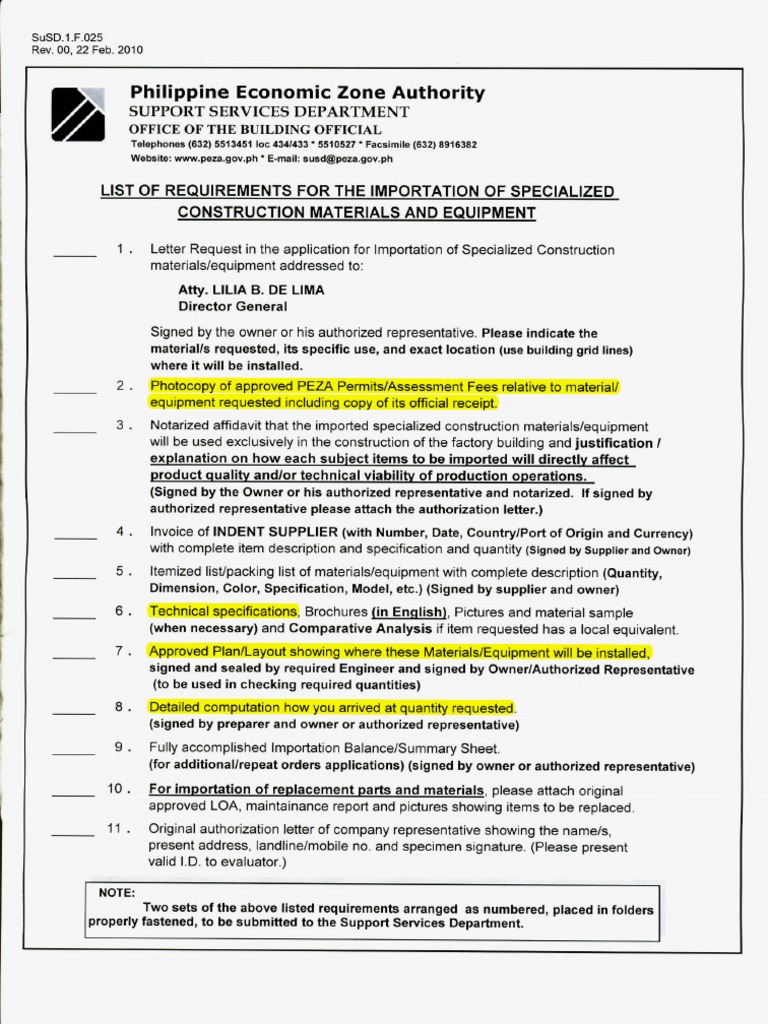 PEZA LOA Requirement | PDF | Business