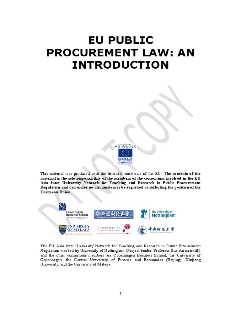 Eu Public Procurement Law Introduction | Download Free PDF | European ...