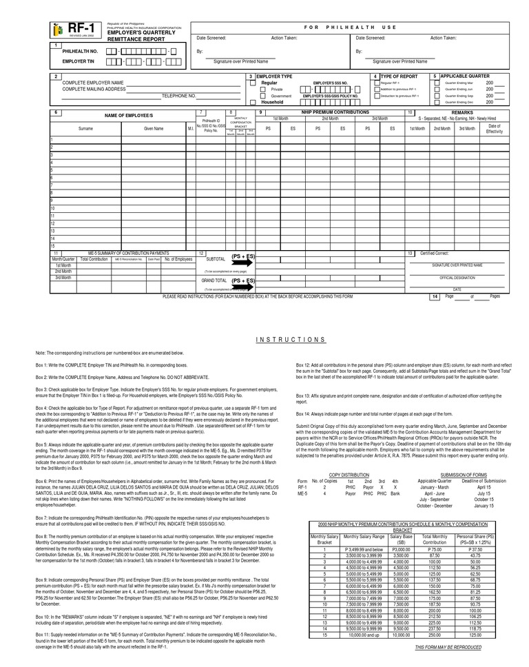 RF1 FORM - Phil Health | PDF | Employment | Economies