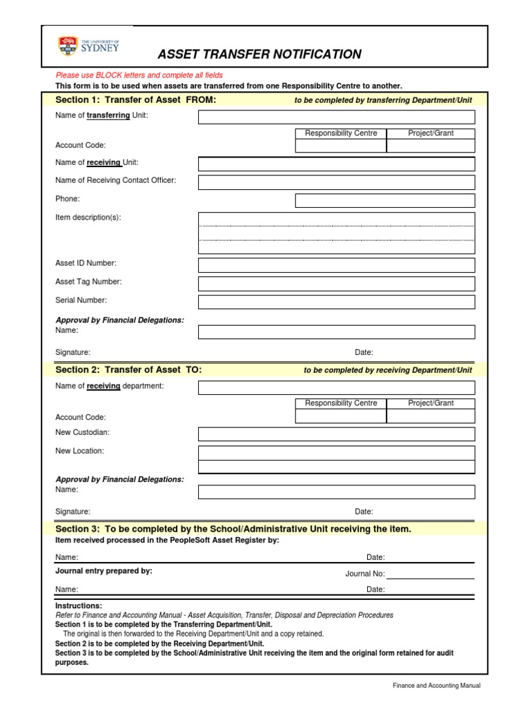 Asset Transfer Form