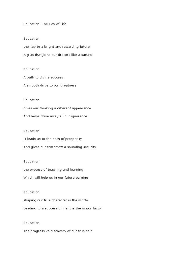 Poem Education | PDF