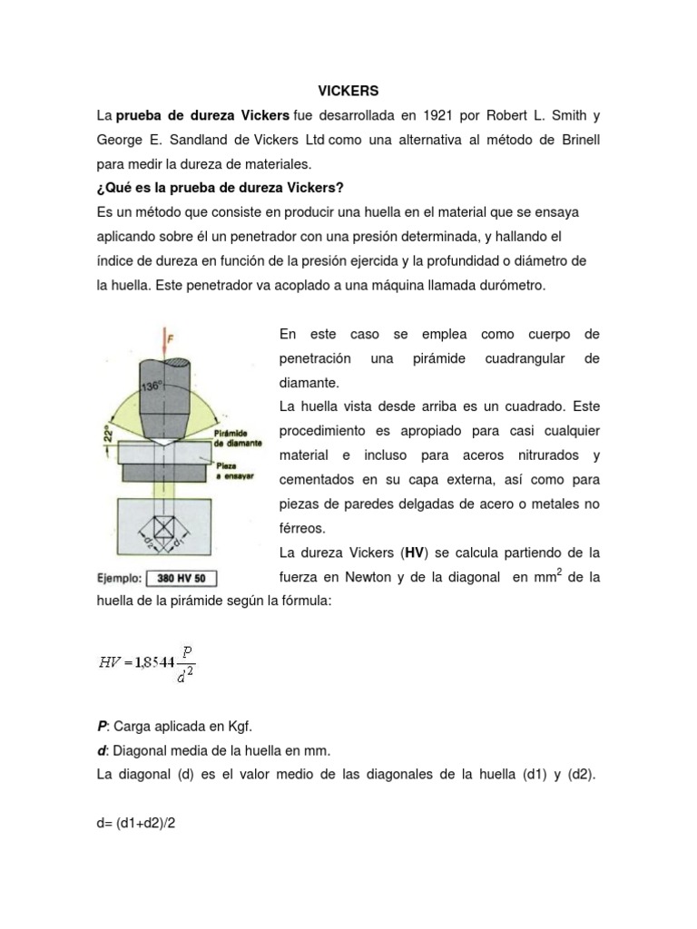 Vickers | PDF | Dureza | Materiales