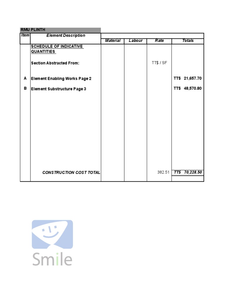 BQ Rmu Plinth | PDF | Concrete | Foundation (Engineering)