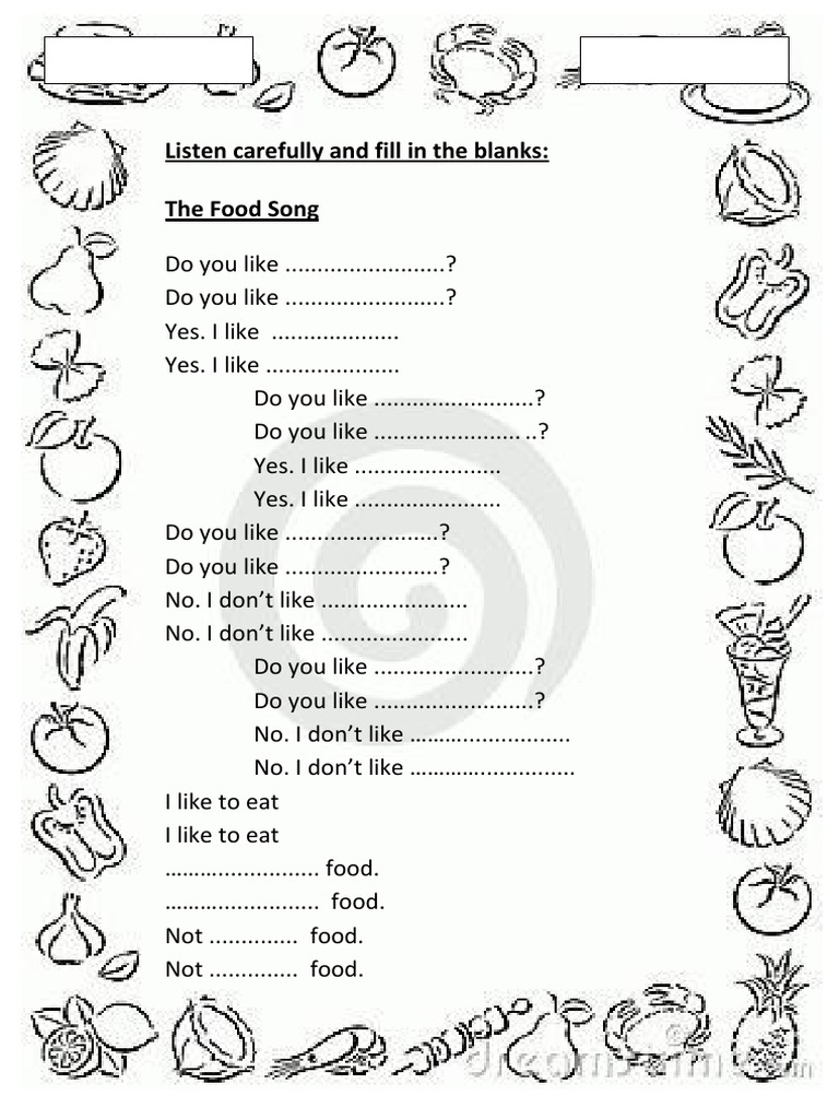 The Food Song Worksheet | PDF