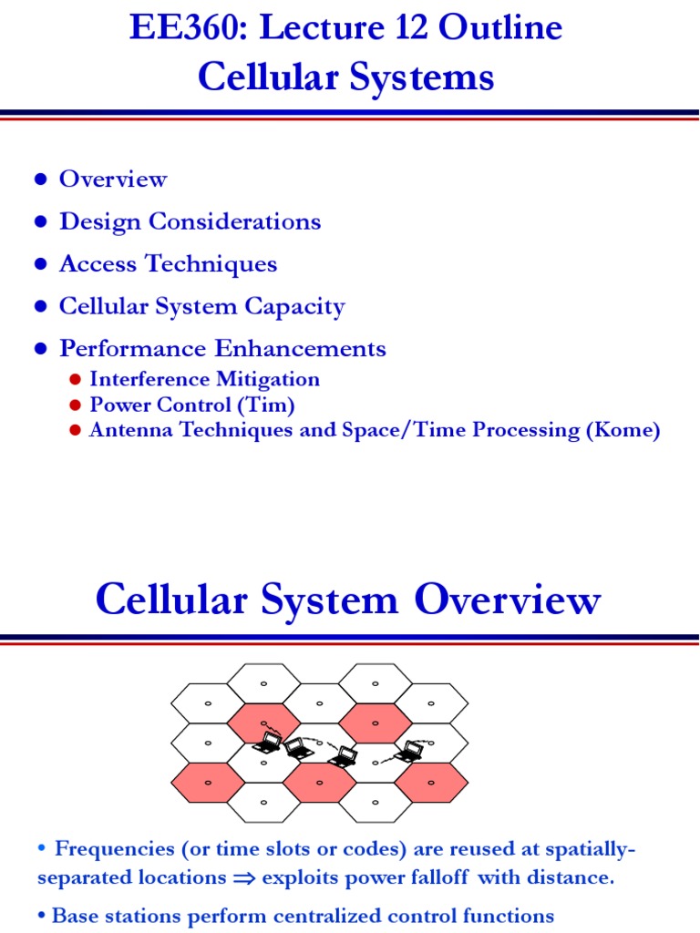 Cellular Systems: Design Considerations Access Techniques Cellular ...