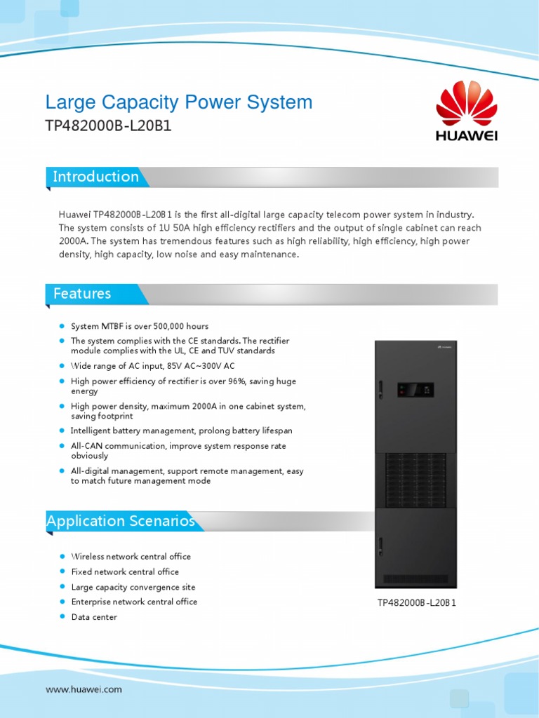 Huawei Large Capacity Power System TP482000B-L20B1 Datasheet | PDF ...